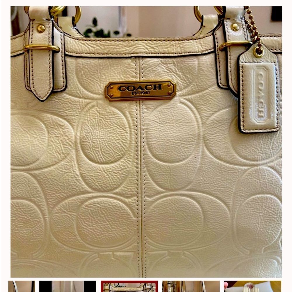 Coach Vintage Patent Ivory Leather Shoulder Bag - Gem